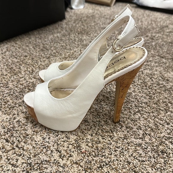 bebe | Shoes | Bebe White Slingback Heels | Poshmark